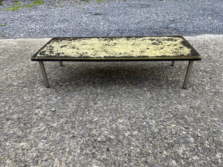 Coffee Table Fractal Stone Steel Inclusion, circa 1960 For Sale at 1stDibs