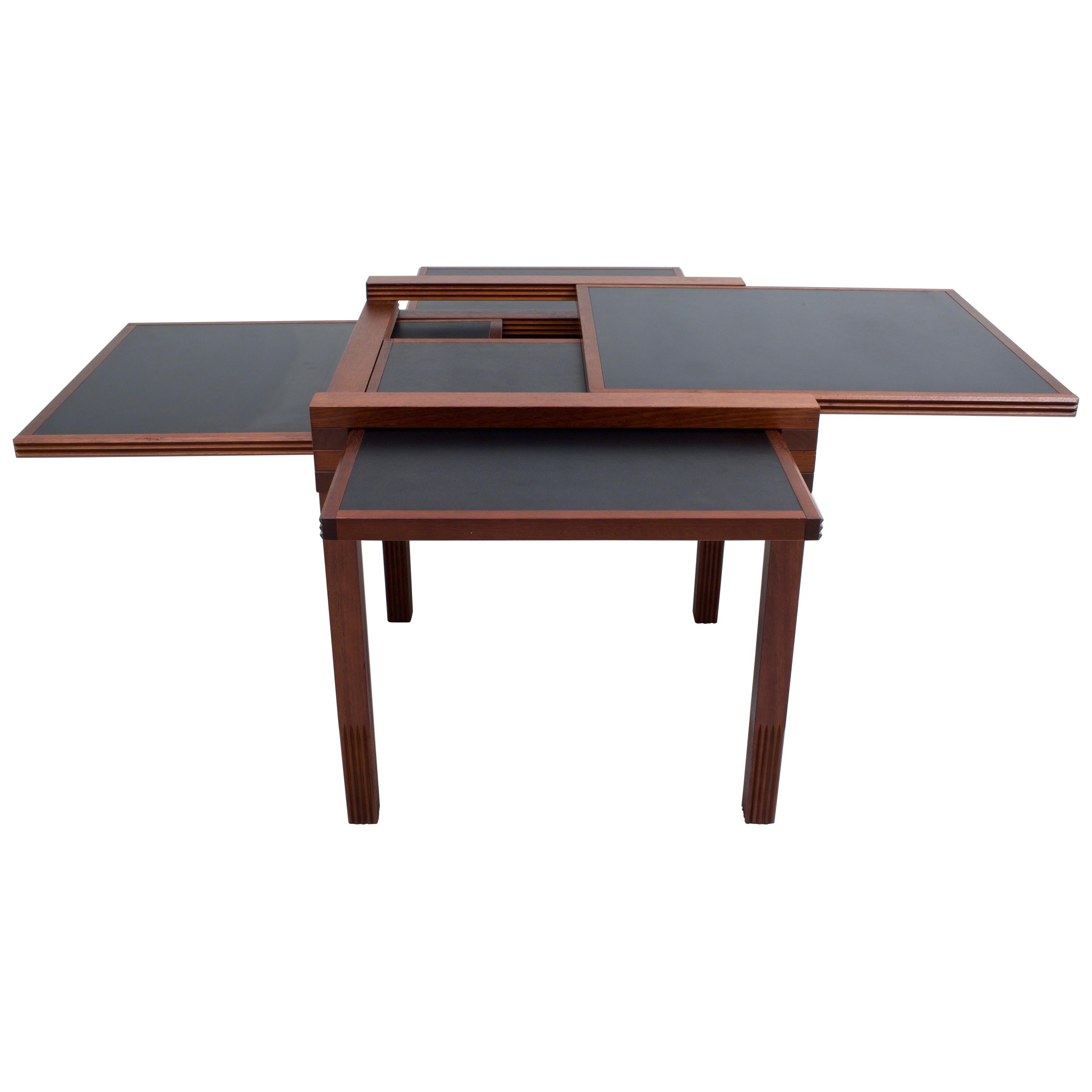 Side Table with four extractable leaves in Iroko and Laminate, France ...