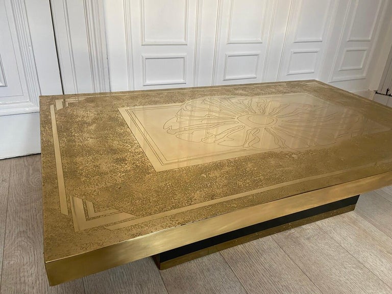 Coffee Table in Engraved Brass, Belgium, 1970 at 1stDibs