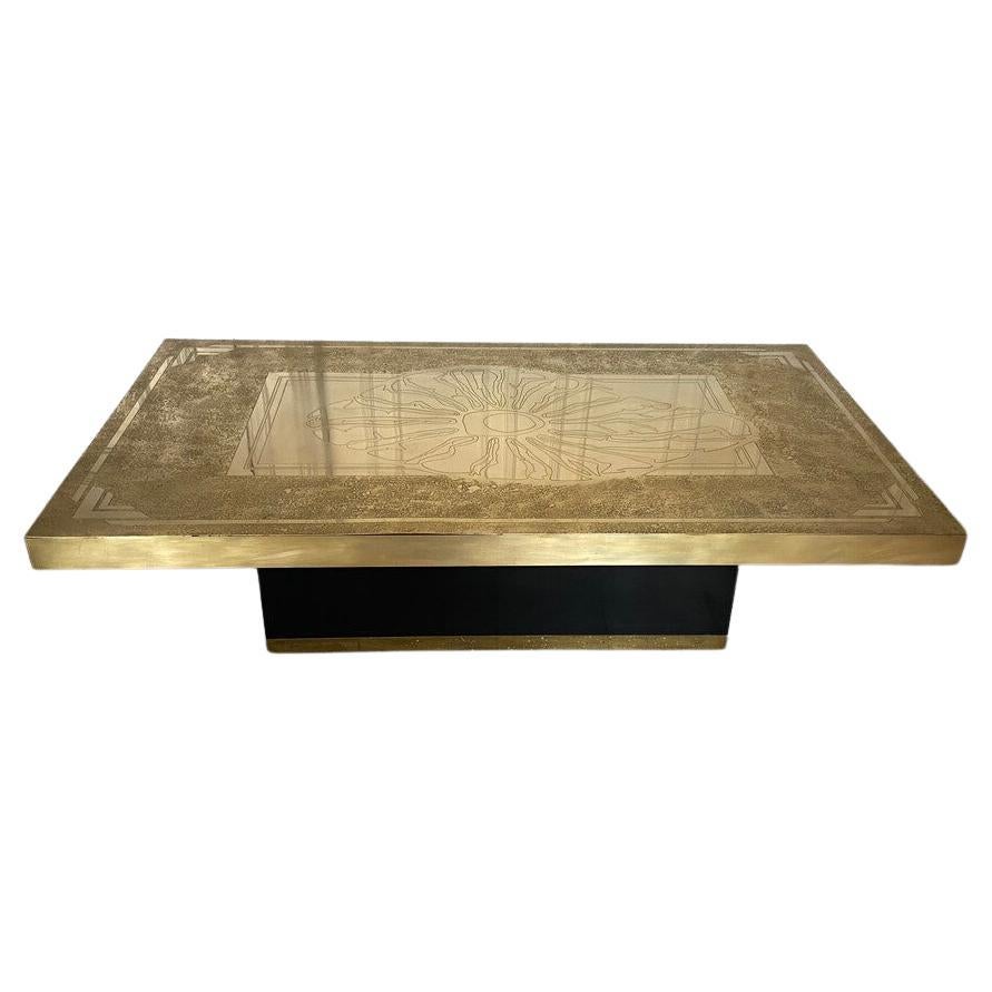 Moroccan Style Bronze Engraved Coffee Table at 1stDibs
