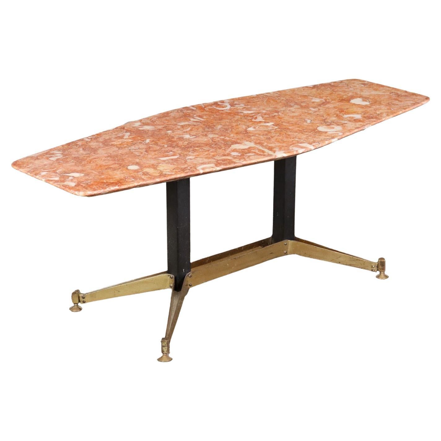 1960's Vintage Italian Brass and Marble Coffee Table at 1stDibs