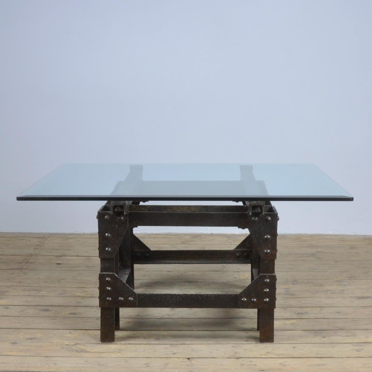 Coffee Table of Cast Iron and Glass For Sale at 1stDibs