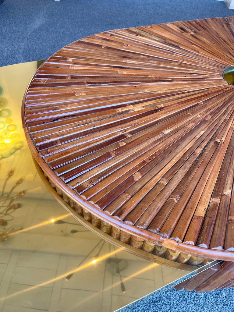 Coffee Table Rattan Malacca and Brass by Ferdinando Loffredo, Italy ...