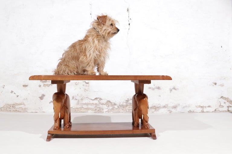 Coffee Table Side Table Mahogany Elephants Art Deco For Sale at 1stDibs
