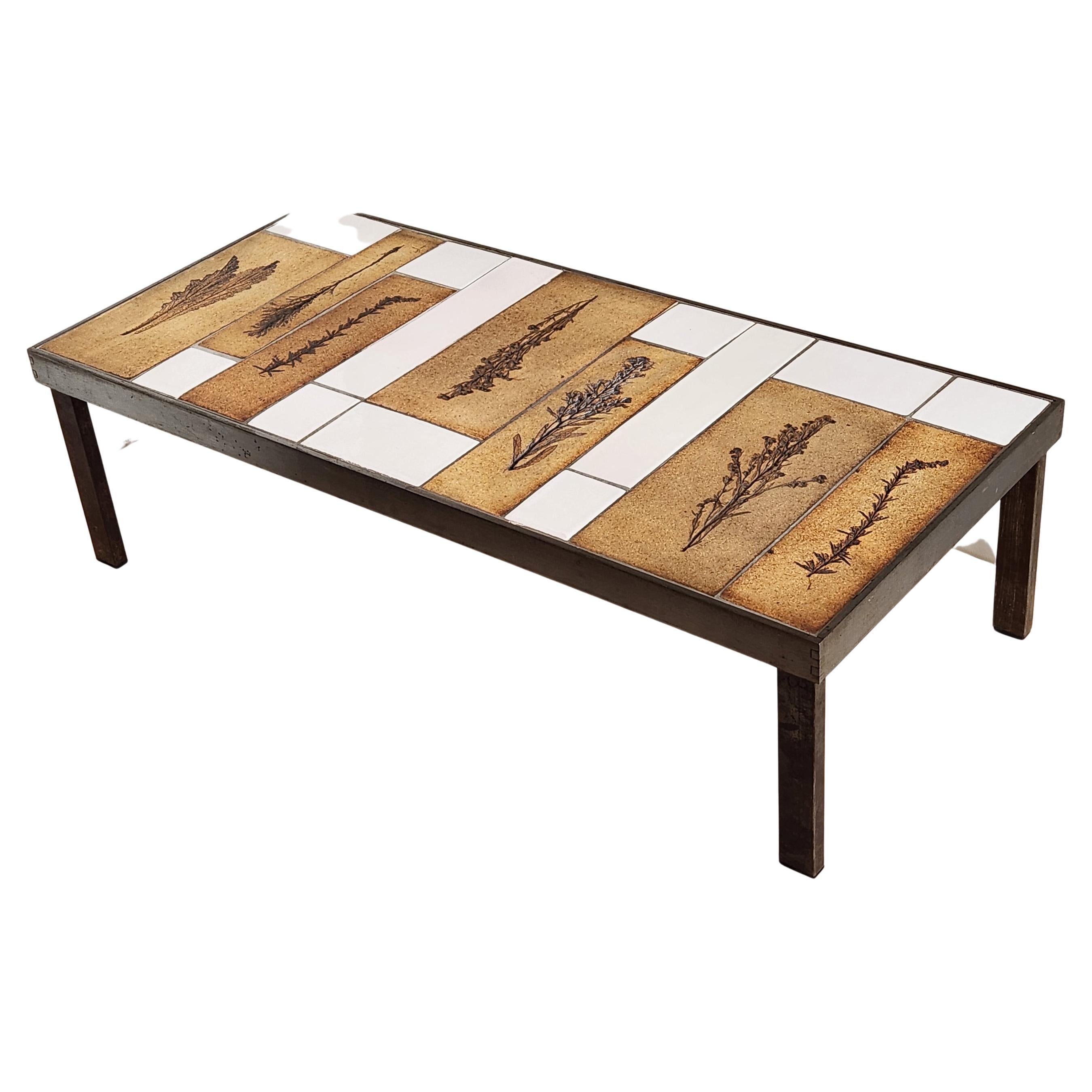 Roger Capron Style Round Teak Coffee Table with 1960s Ceramic Tile ...