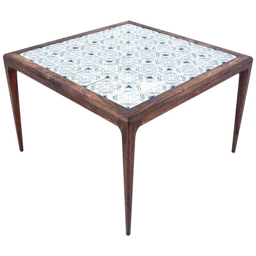 Coffee Table in Teak with Brown Ceramic Tiles of Danish Design from the ...