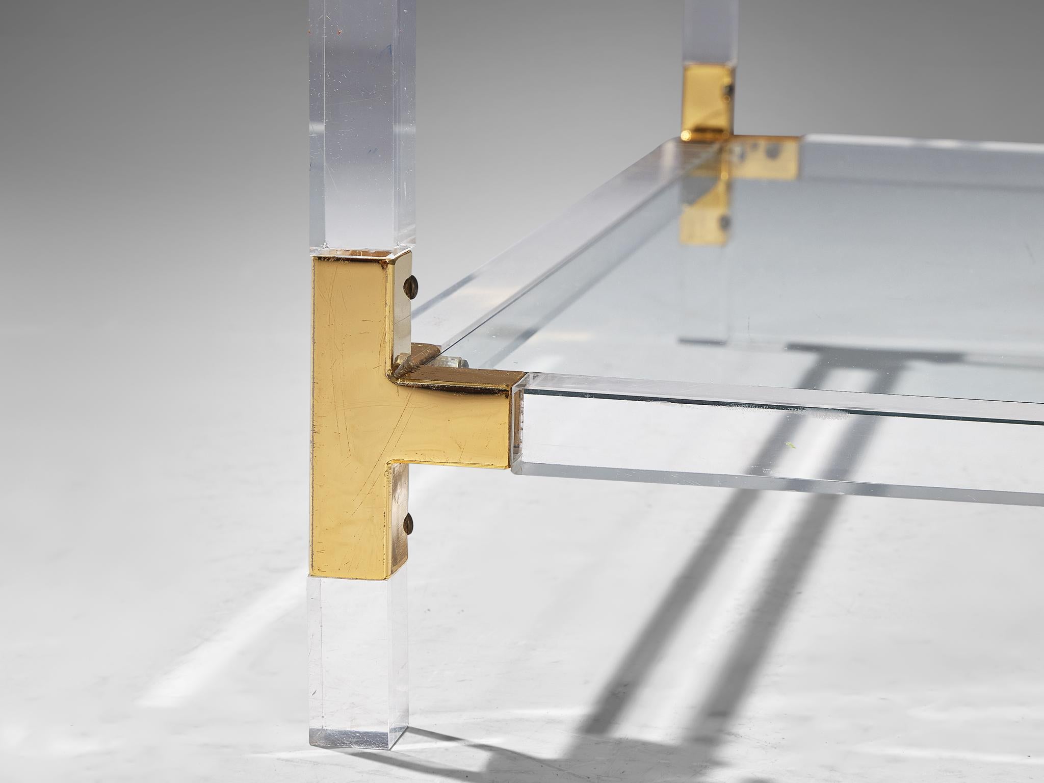 Coffee Table with Plexiglass Frame and Glass Top For Sale at 1stDibs