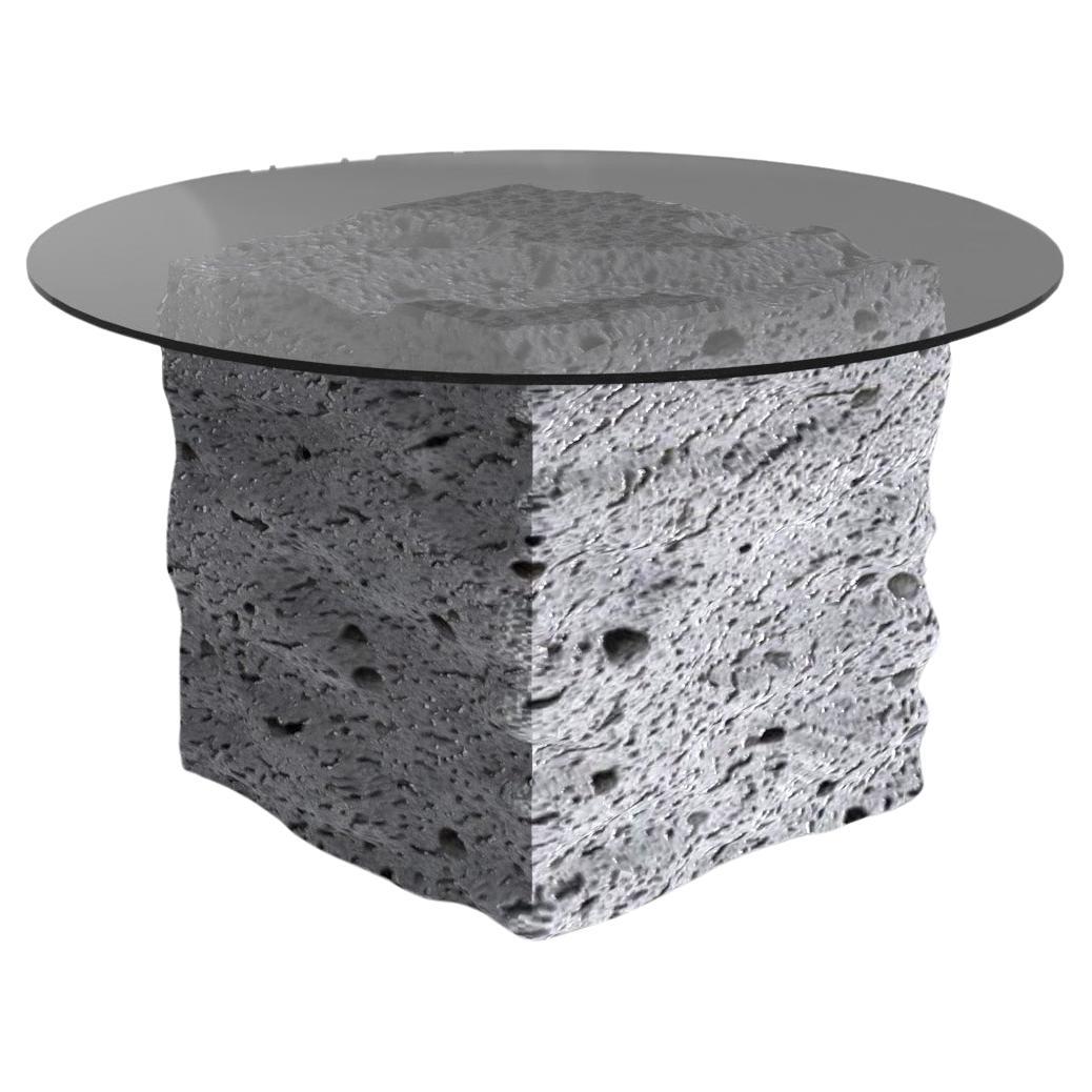 Coffee table with volcanic stone and glass For Sale at 1stDibs