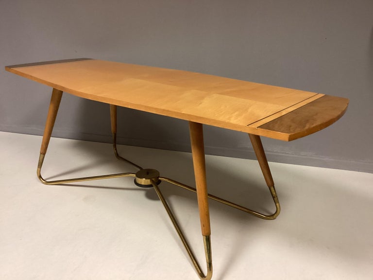 Coffee Table Ilse Möbel 50s Germany Brass Wood Nice Shape Loop Feet For ...