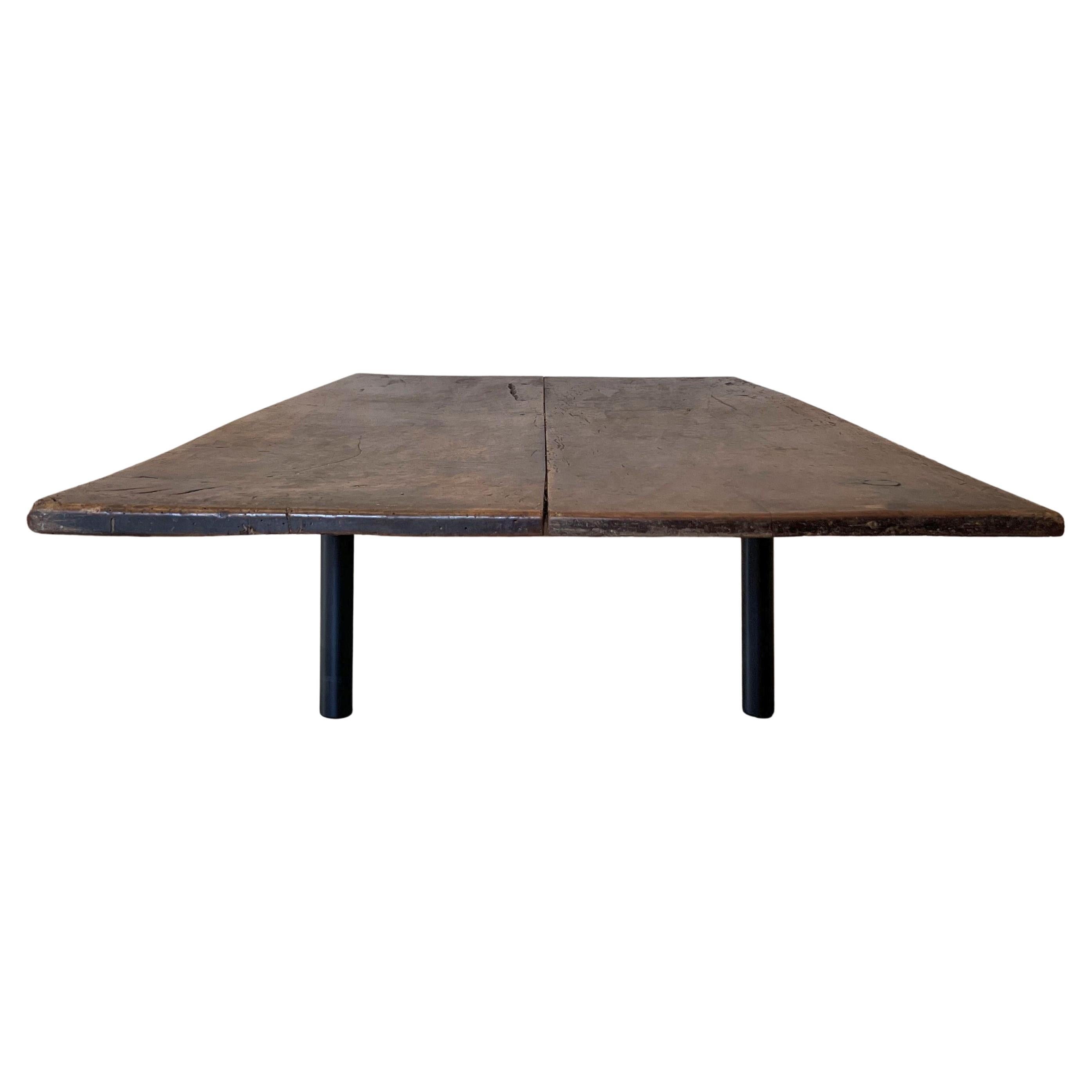 Coffeetable old walnut and iron at 1stDibs