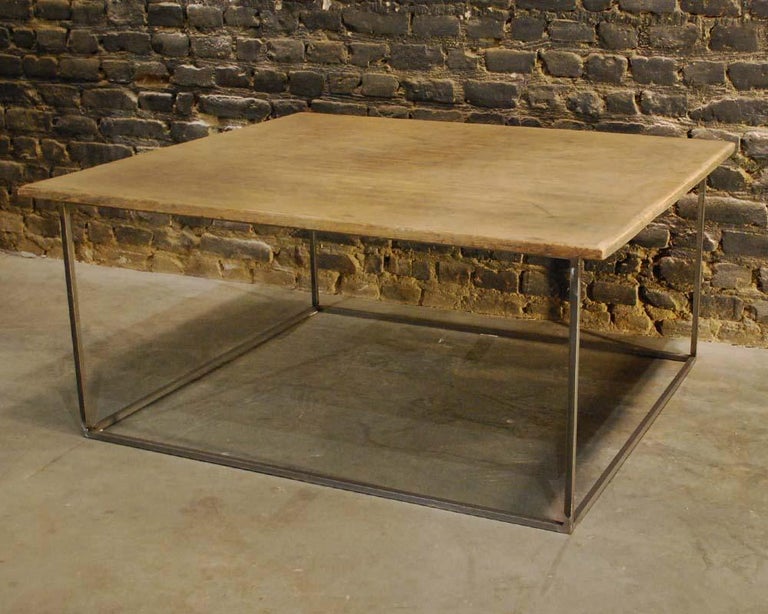 Coffeetable with an Antique Teak Top and Solid Steel Frame For Sale at ...