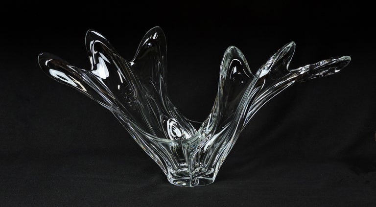 Cofrac France Midcentury Monumental Freeform Art Glass Crystal Bowl at ...