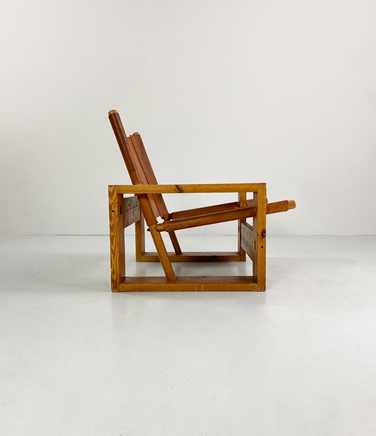 Cognac Leather and Pine Lounge Chair by Ate Van Apeldoorn, c.1970 For ...