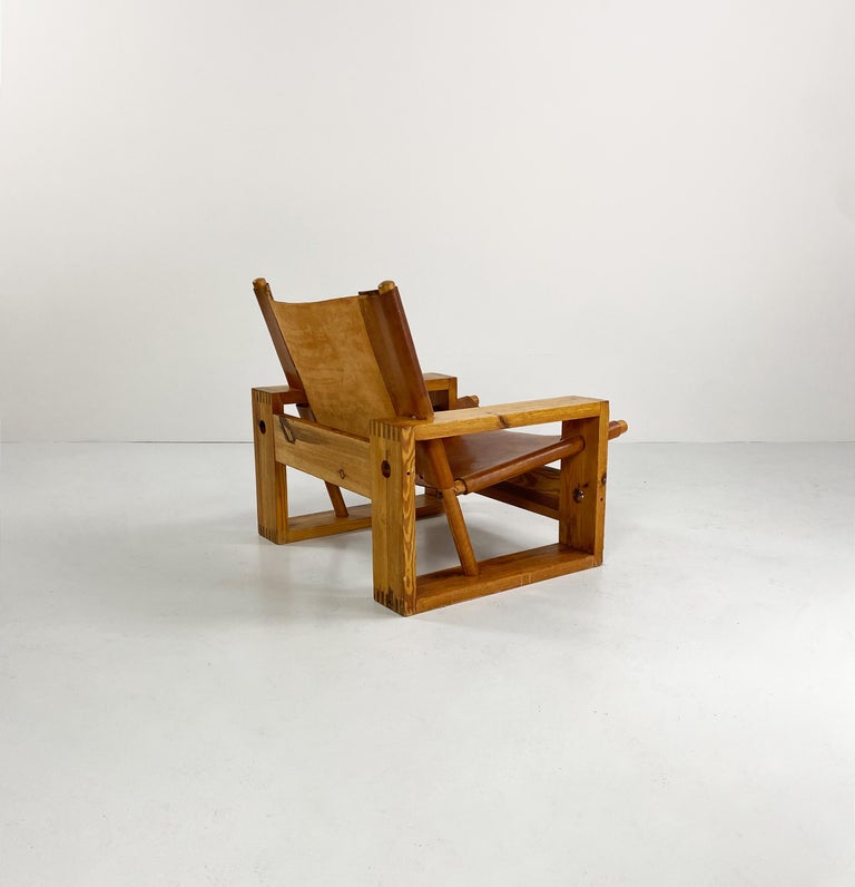 Cognac Leather and Pine Lounge Chair by Ate Van Apeldoorn, c.1970 For ...