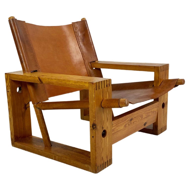 Cognac Leather and Pine Lounge Chair by Ate Van Apeldoorn, c.1970 For ...
