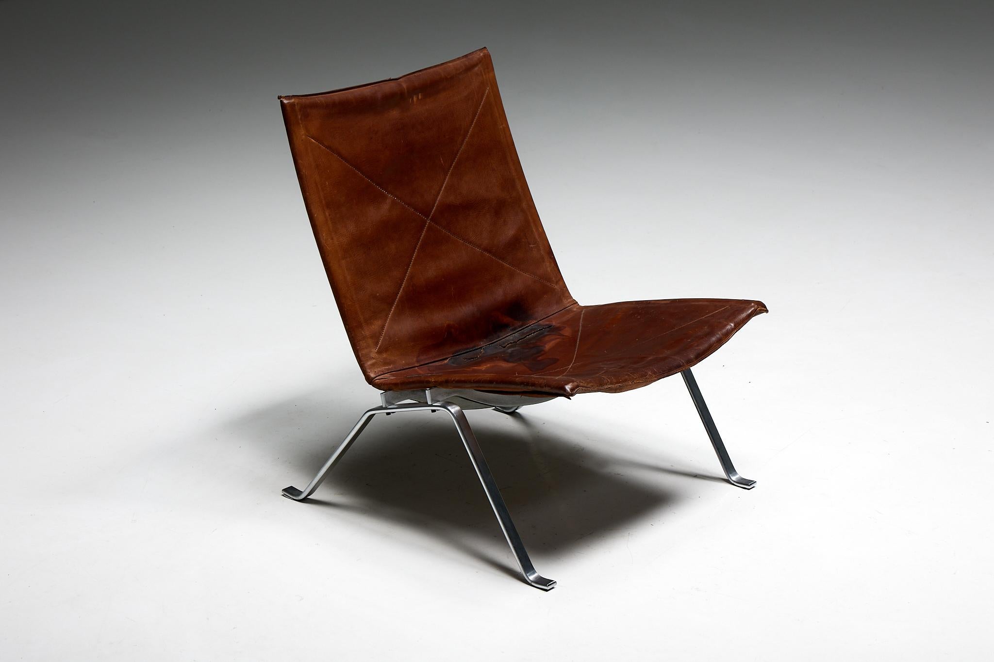 Cognac Leather PK 22 Poul Kjaerholm Lounge Chair, Scandinavian Modern ...