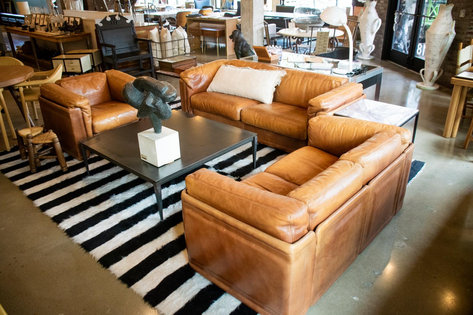 Cognac Leather Sofa, Italy, 1970s-1980s at 1stDibs | 80s leather couch ...