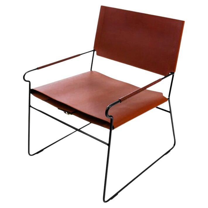 Metal and Cognac Leather Chair For Sale at 1stDibs