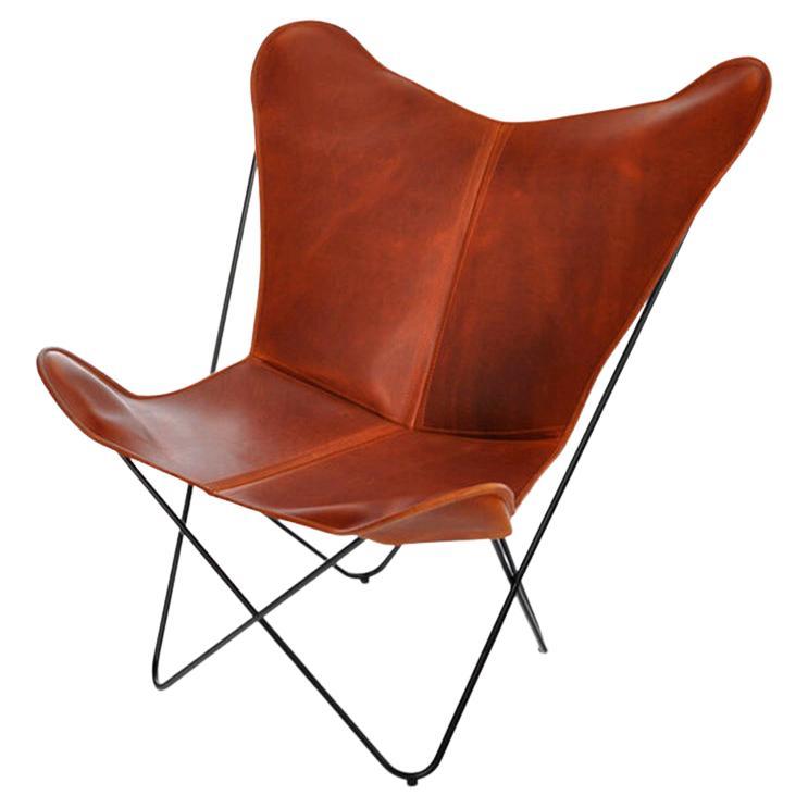 Metal and Cognac Leather Chair For Sale at 1stDibs