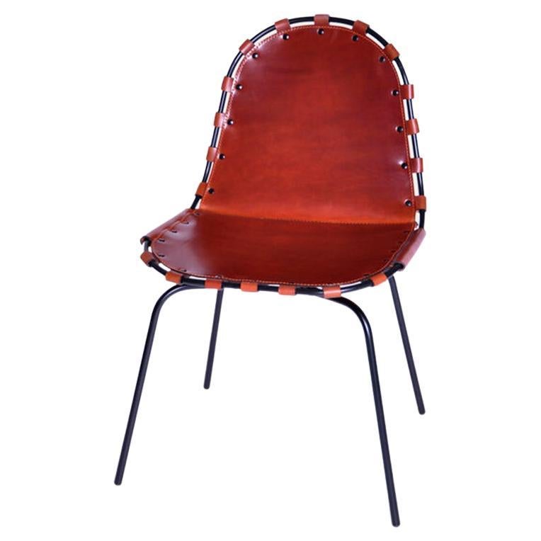 Scandinavian Mesh Chair Cognac Leather by Dusty Deco For Sale at 1stDibs