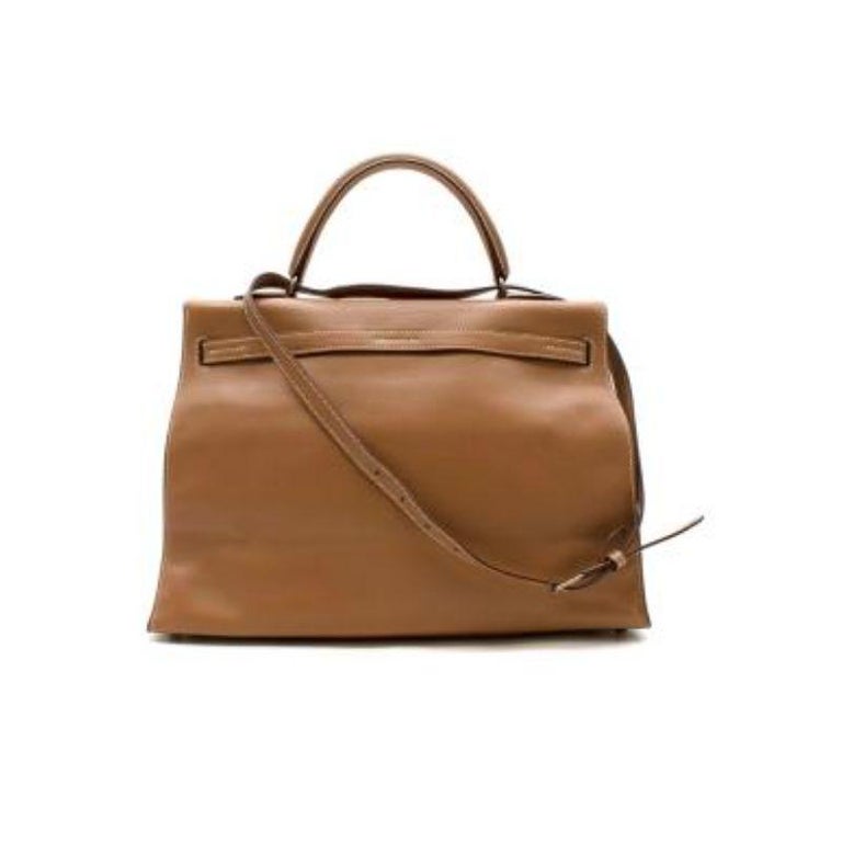 Cognac Swift leather Kelly Flat 35 PHW For Sale at 1stDibs