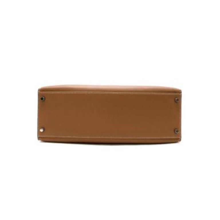 Cognac Swift leather Kelly Flat 35 PHW For Sale at 1stDibs