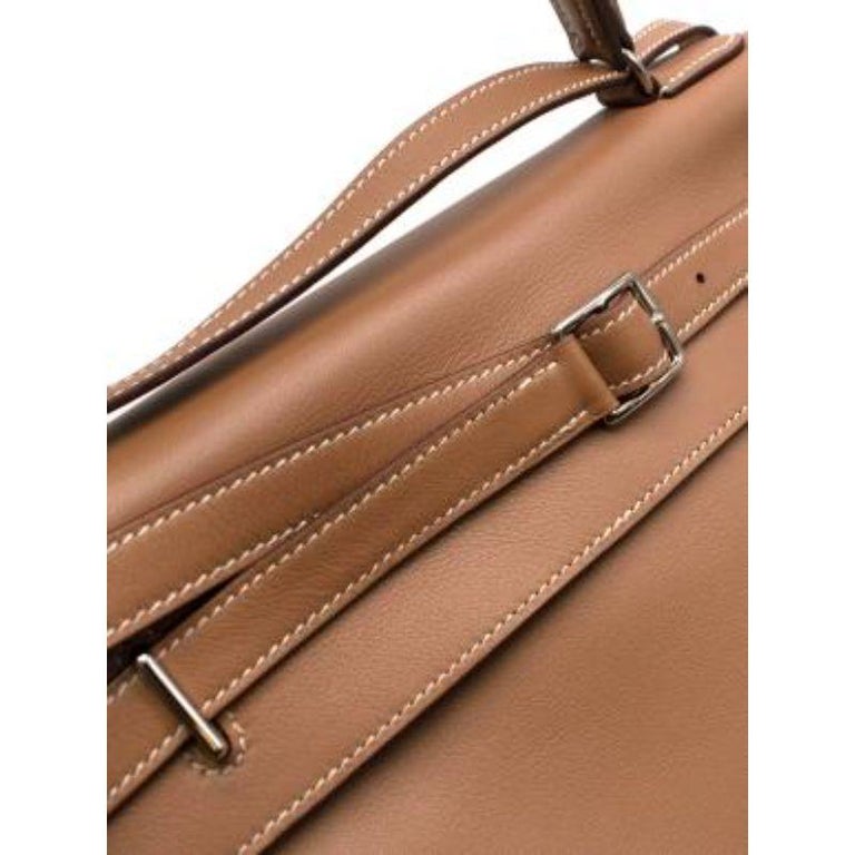 Cognac Swift leather Kelly Flat 35 PHW For Sale at 1stDibs