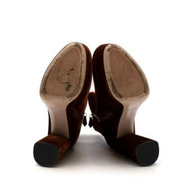cognac velvet platform boots For Sale at 1stDibs