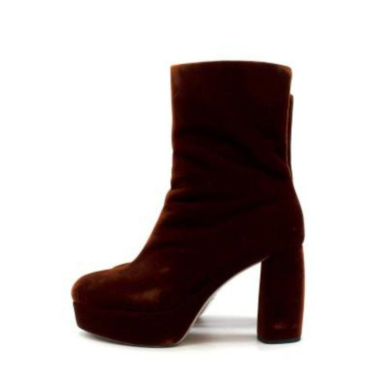 cognac velvet platform boots For Sale at 1stDibs