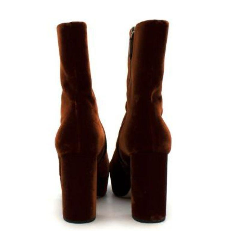 cognac velvet platform boots For Sale at 1stDibs