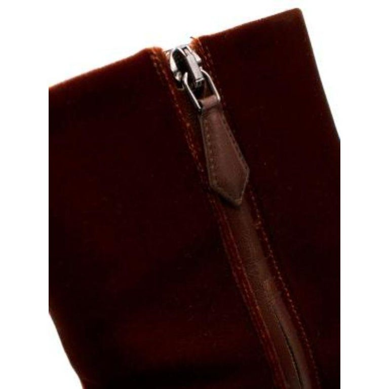 cognac velvet platform boots For Sale at 1stDibs