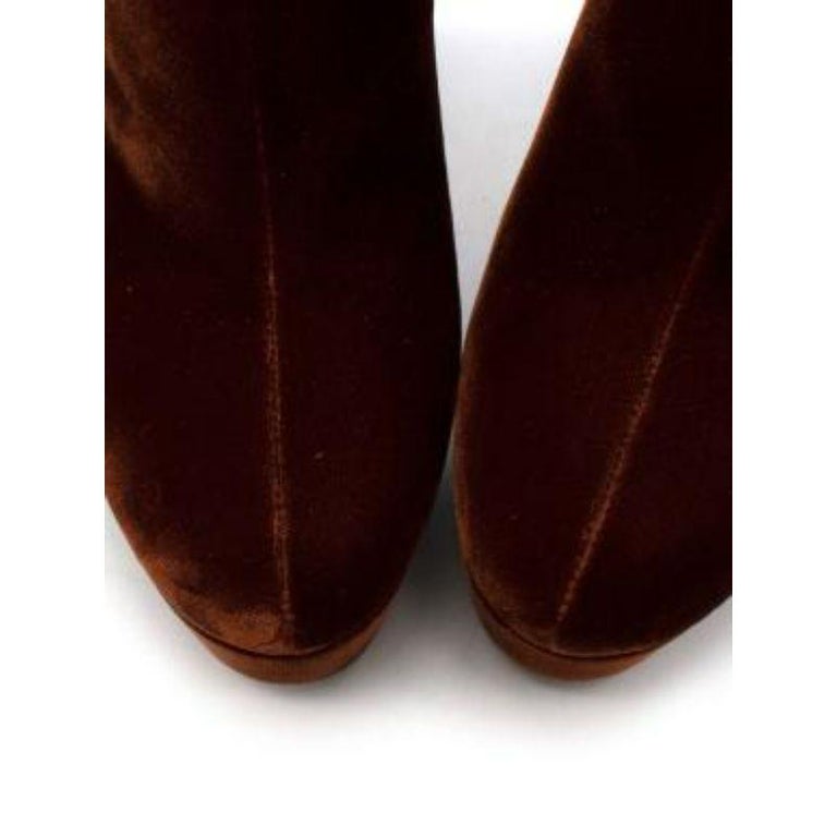 cognac velvet platform boots For Sale at 1stDibs