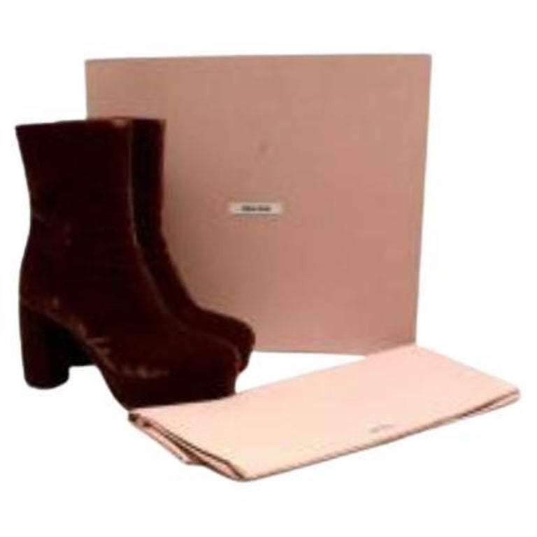 cognac velvet platform boots For Sale at 1stDibs