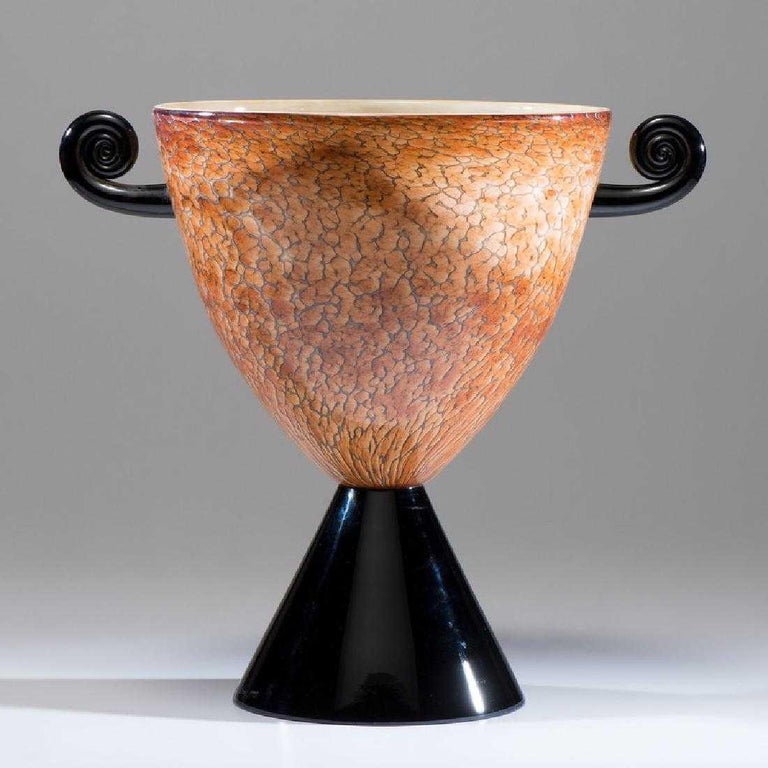 Art Glass Two-handled Urn, Cohn-Stone blown glass Post-Modern, 1993 at ...