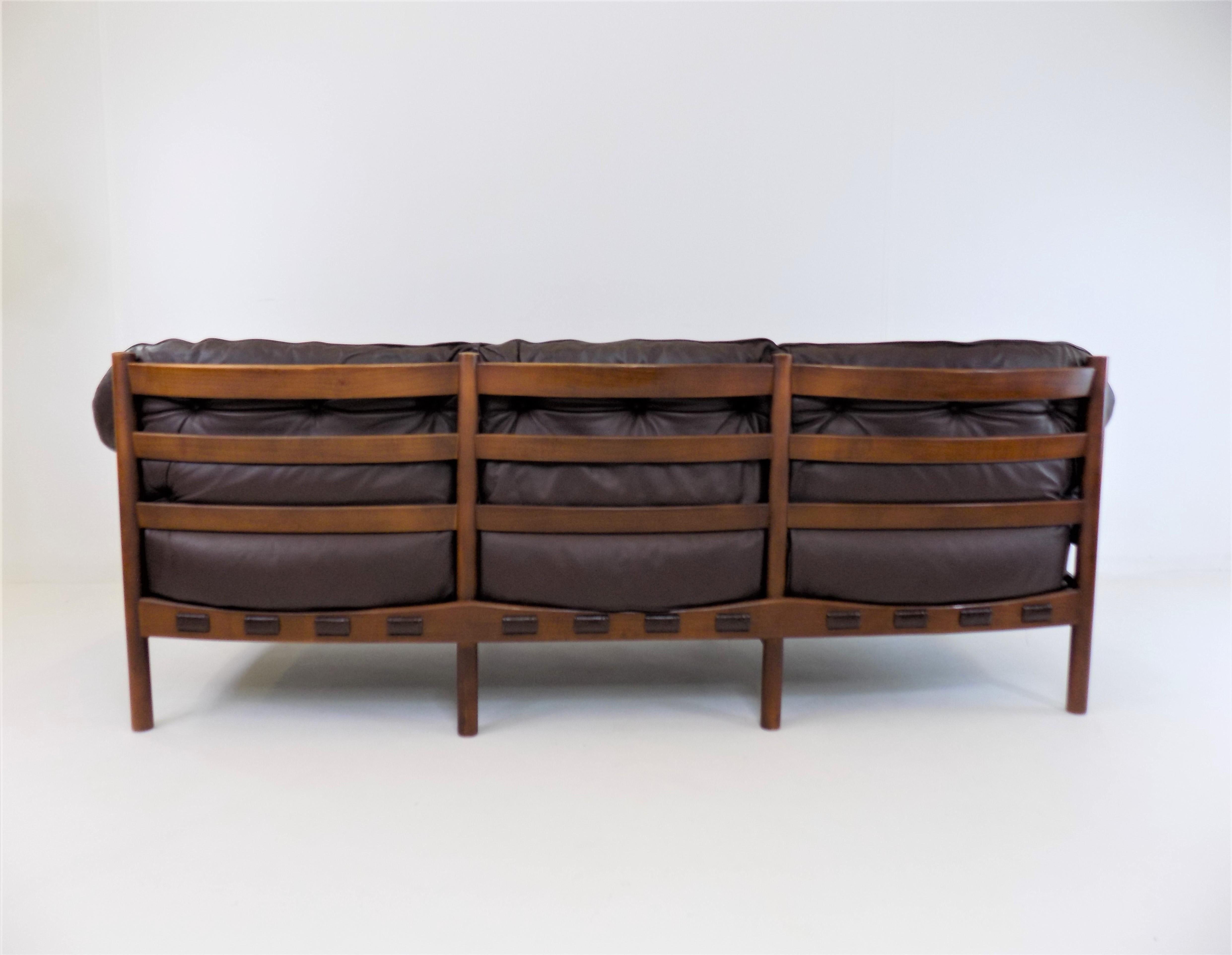 Coja 3 seater leather sofa by Sven Ellekaer, Netherlands, 1960s For Sale at 1stDibs