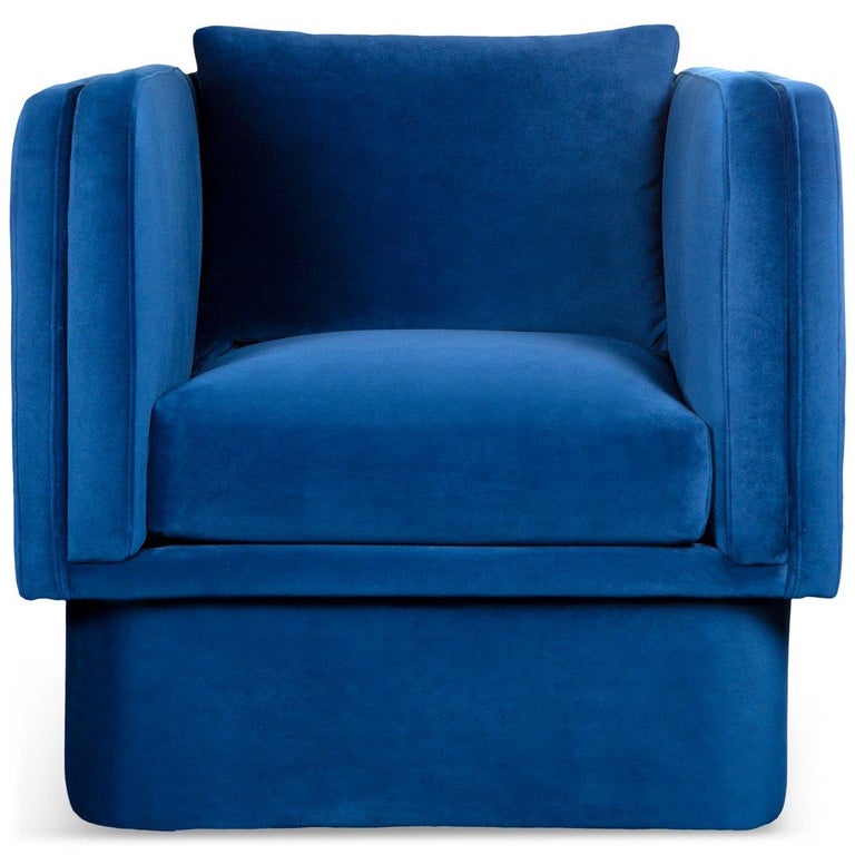 Cobalt Blue Velvet Occasional Chair with Down-Filled Cushion and Soft ...