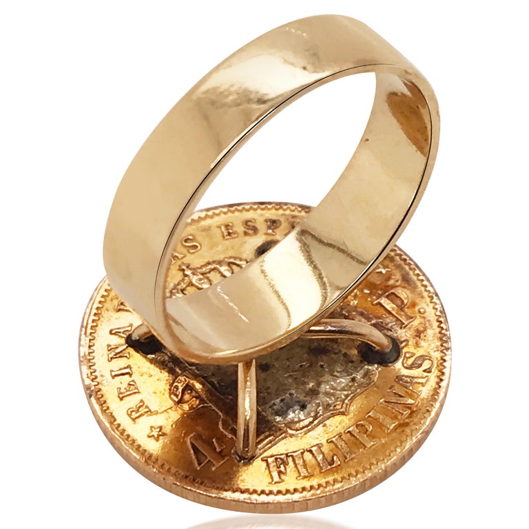 Cold Coin Earrings and Ring For Sale at 1stDibs