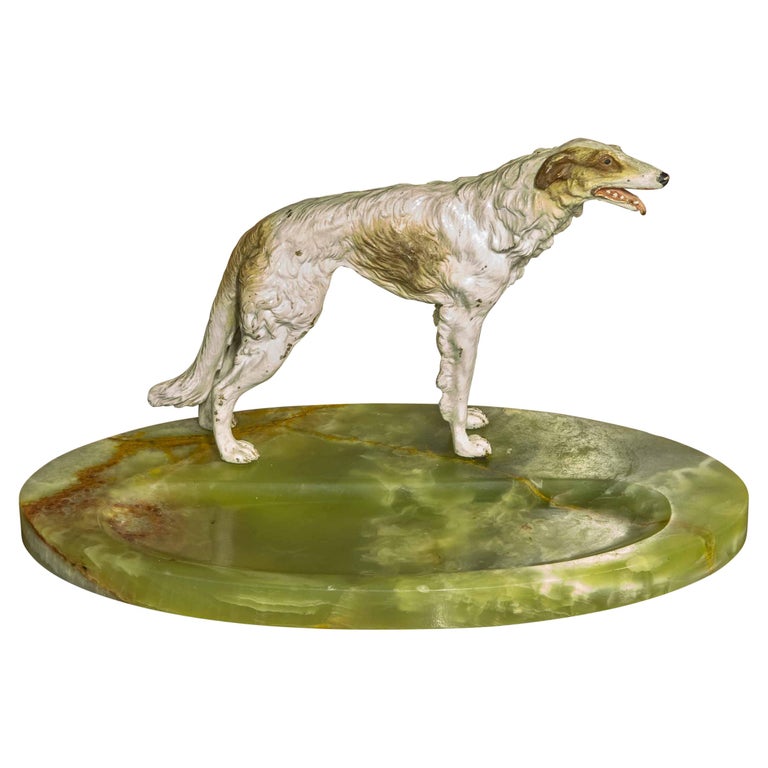Cold Painted Bronze Borzoi Desk Companion For Sale at 1stDibs