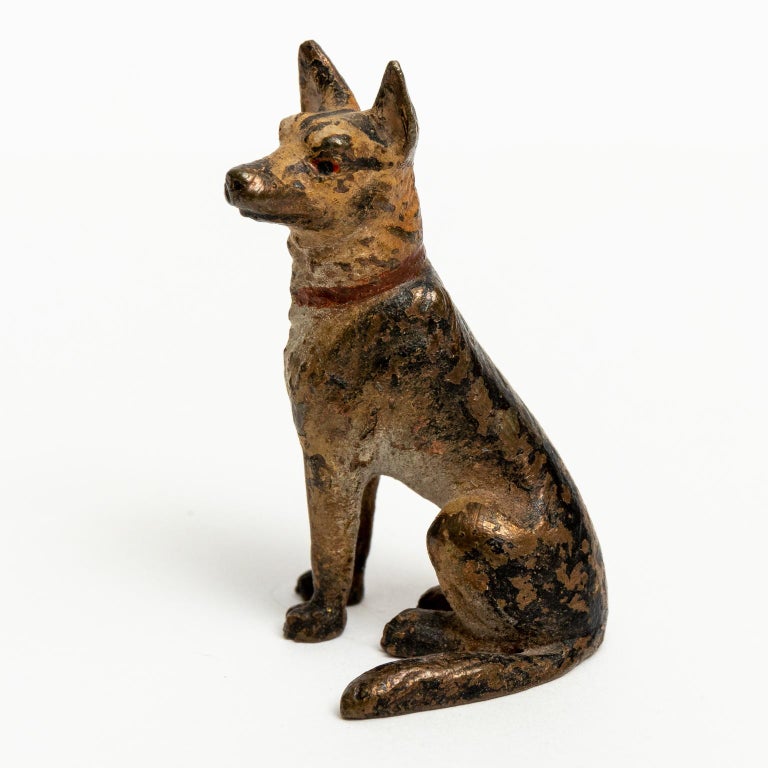 Cold Painted Bronze German Shepard For Sale at 1stDibs