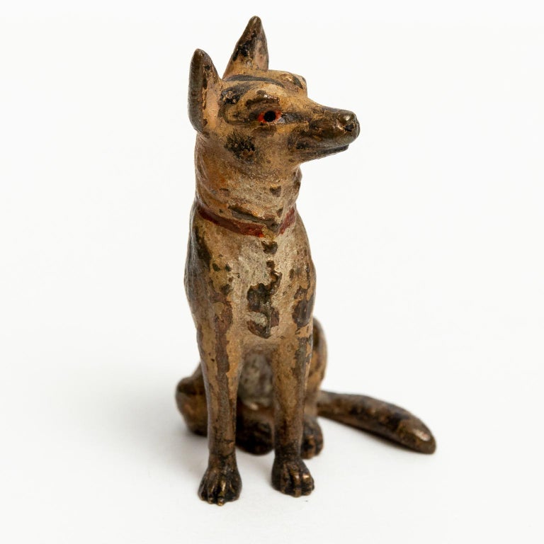 Cold Painted Bronze German Shepard For Sale at 1stDibs