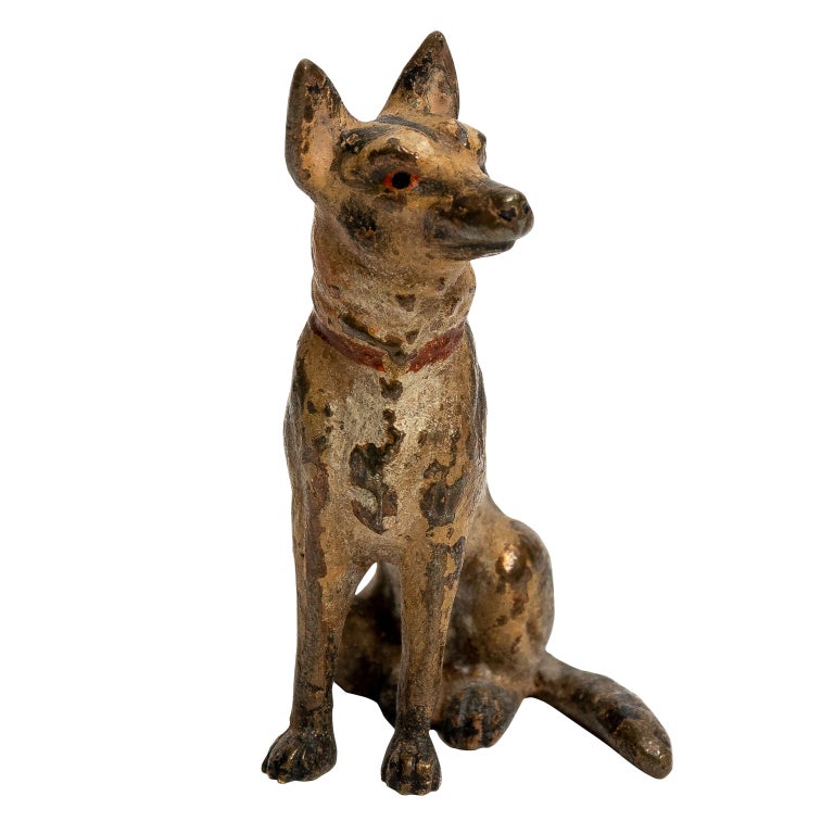 Cold Painted Bronze German Shepard For Sale at 1stDibs