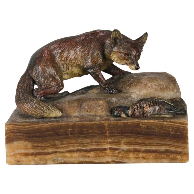 Cold Painted Vienna Bronze Entitled "Fox with Prey", circa 1900 For ...