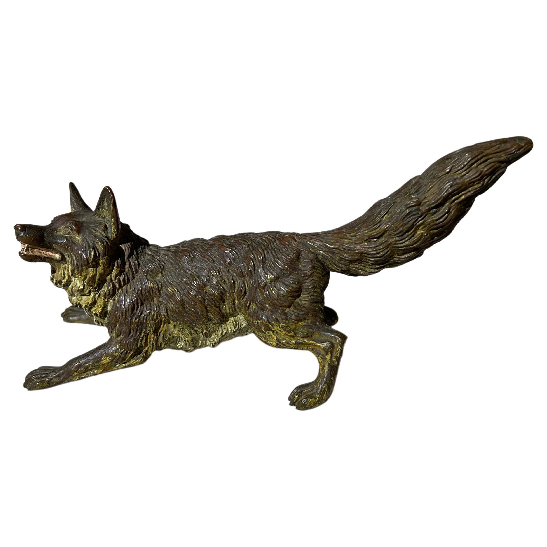 Antique Cold-Painted Austrian or Vienna Bronze Hinged Fox and Rooster ...