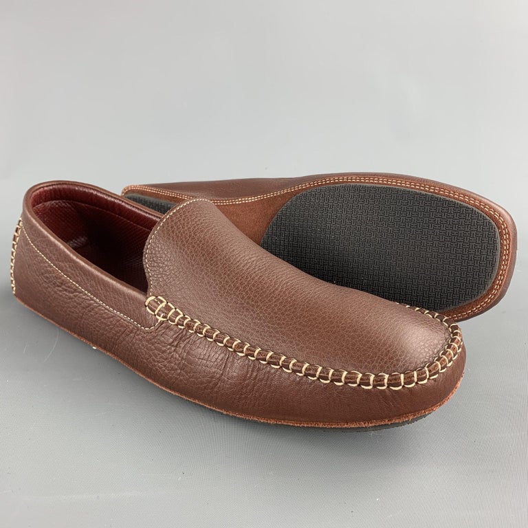 COLE HAAN Size 9.5 Tan Textured Leather Contrast Stitch Loafers For ...