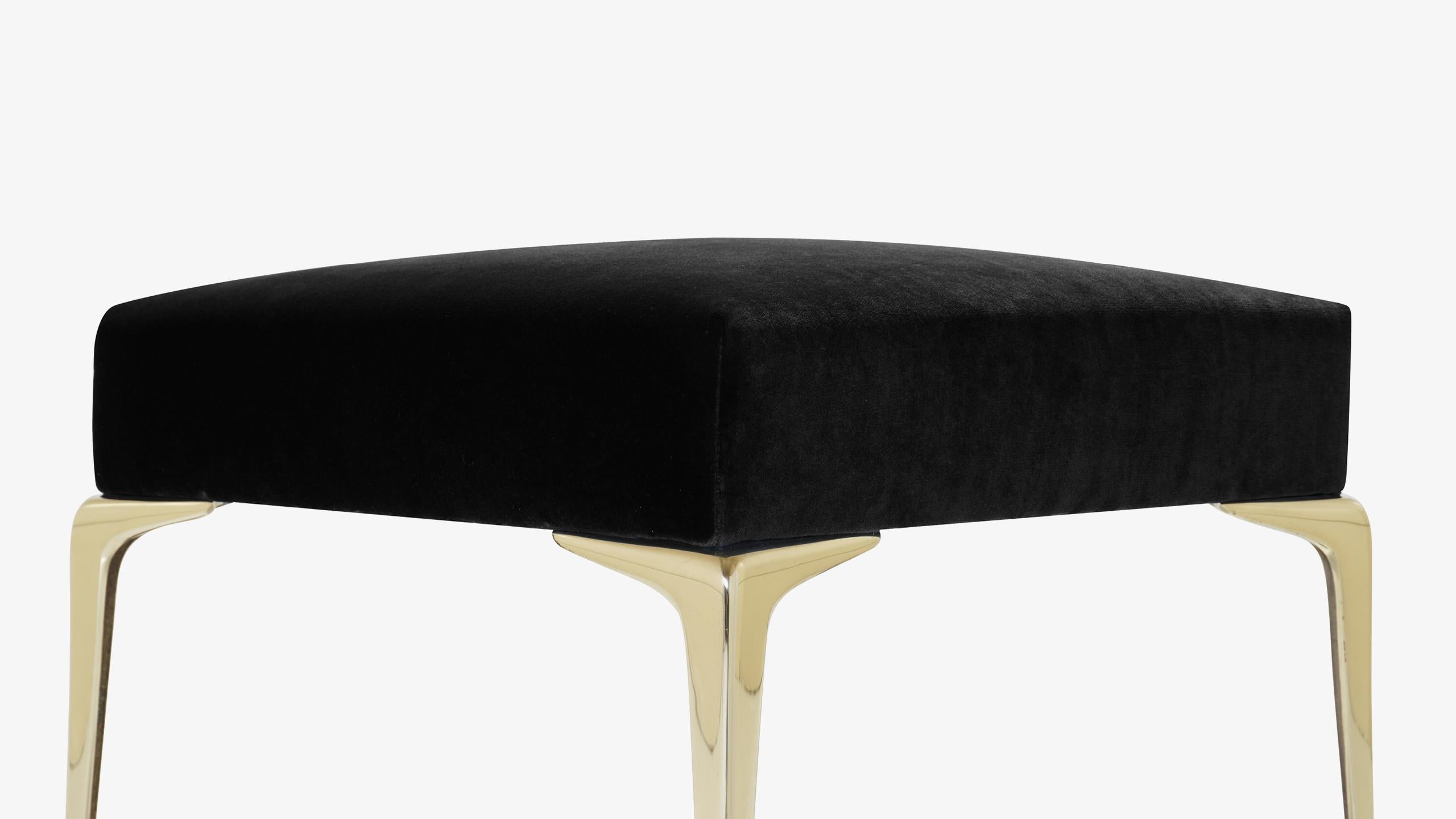 Colette Petite Brass Ottomans in Noir Velvet by Montage, Pair For Sale ...