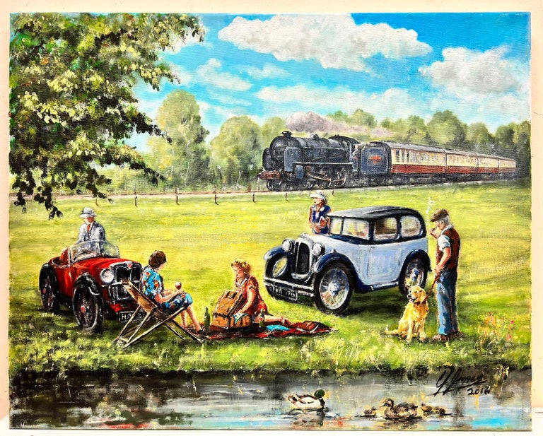 Colin Impey - Traditional English Nostalgic Oil Painting Vintage Cars ...