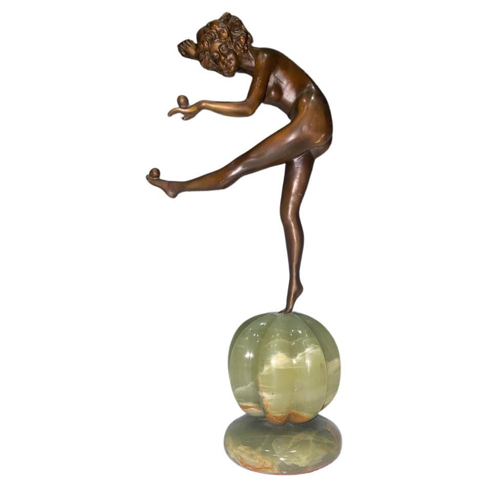 Colinet Sculpture with Onyx Base For Sale at 1stDibs