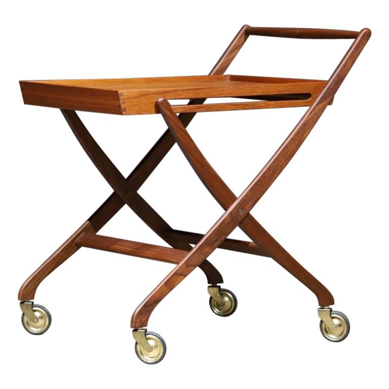 Collapsable Teak Bar Cart at 1stDibs