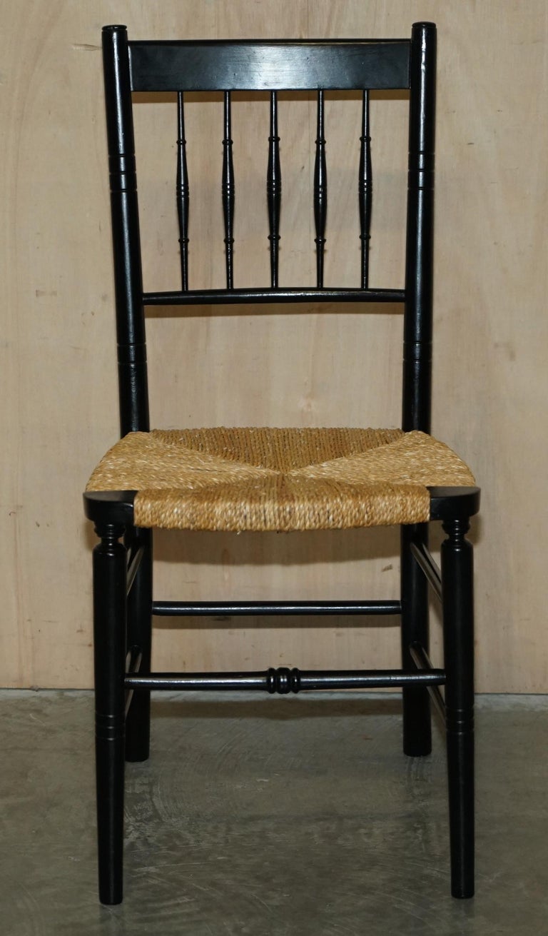 COLLECTABLE PAIR OF ANTIQUE WILLIAM MORRIS SUSSEX SiDE CHAIRS SEEN IN V ...
