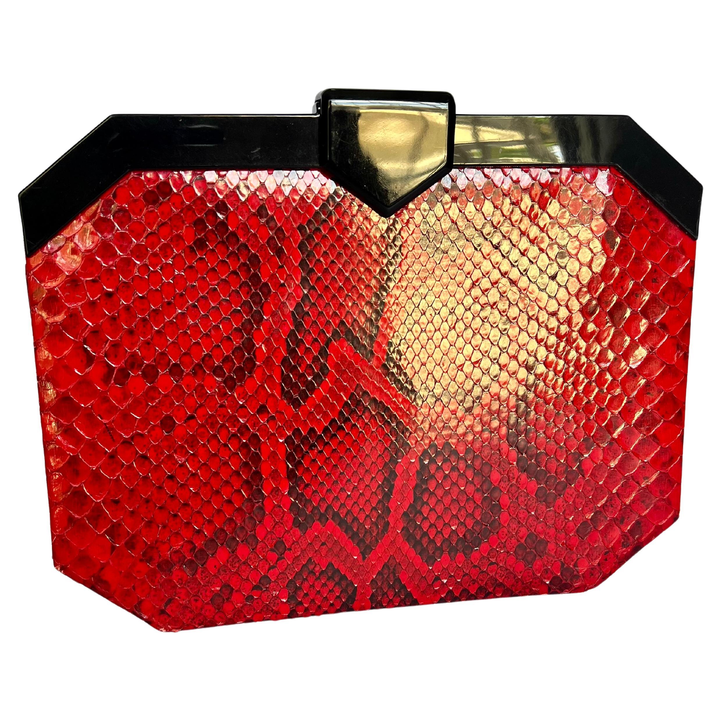 Collectable Vintage Isabel Canovas Red “Snake Skin” Handbag of the 80s ...